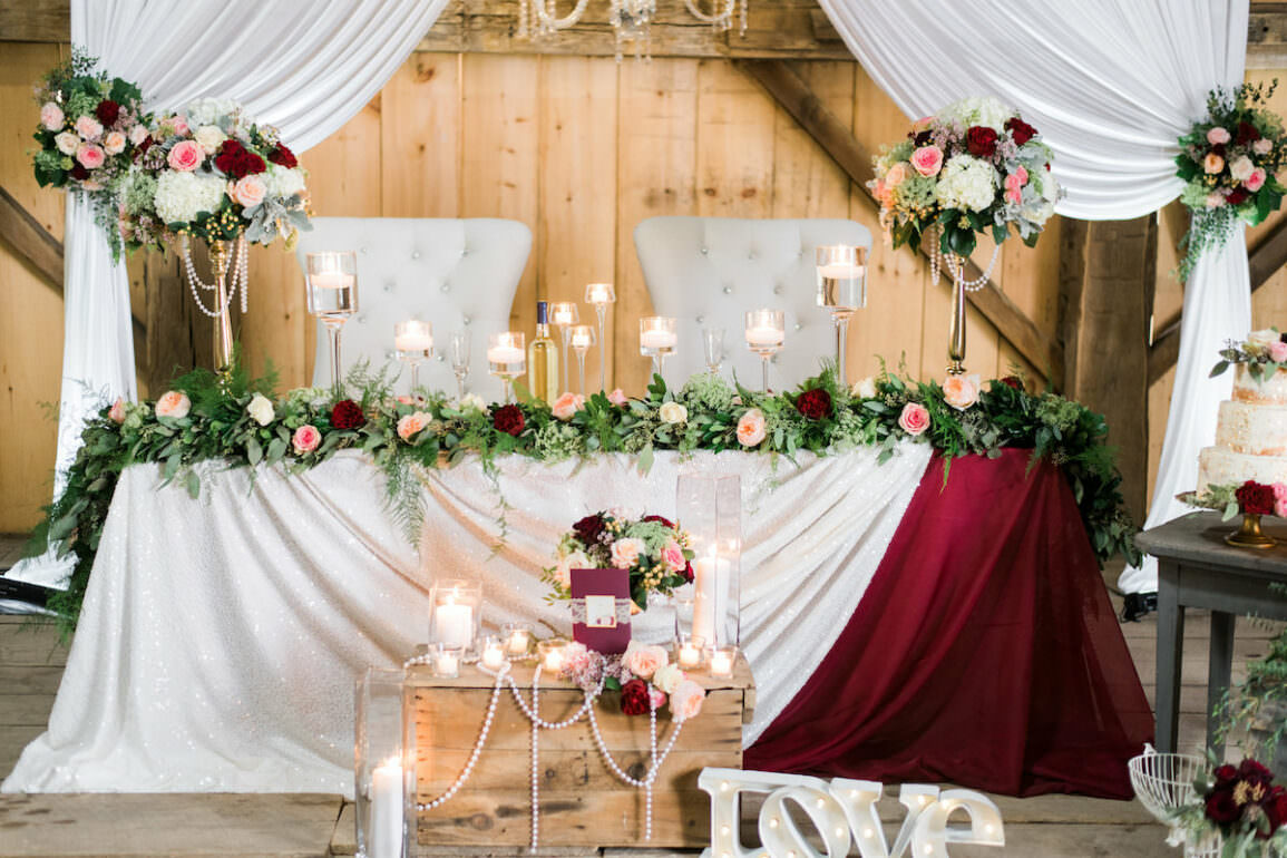 A Burgundy and Gold Rustic Glam Wedding Inspiration Shoot - Love Inc. Mag
