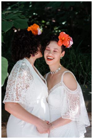 Doreen and Dani Tropical ’70s-Themed Wedding in Brooklyn – Love Inc. Mag