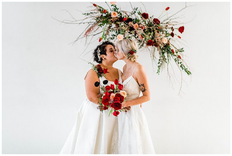 We Have Heart Eyes for This Red Wedding Inspo with Two Brides - Love ...