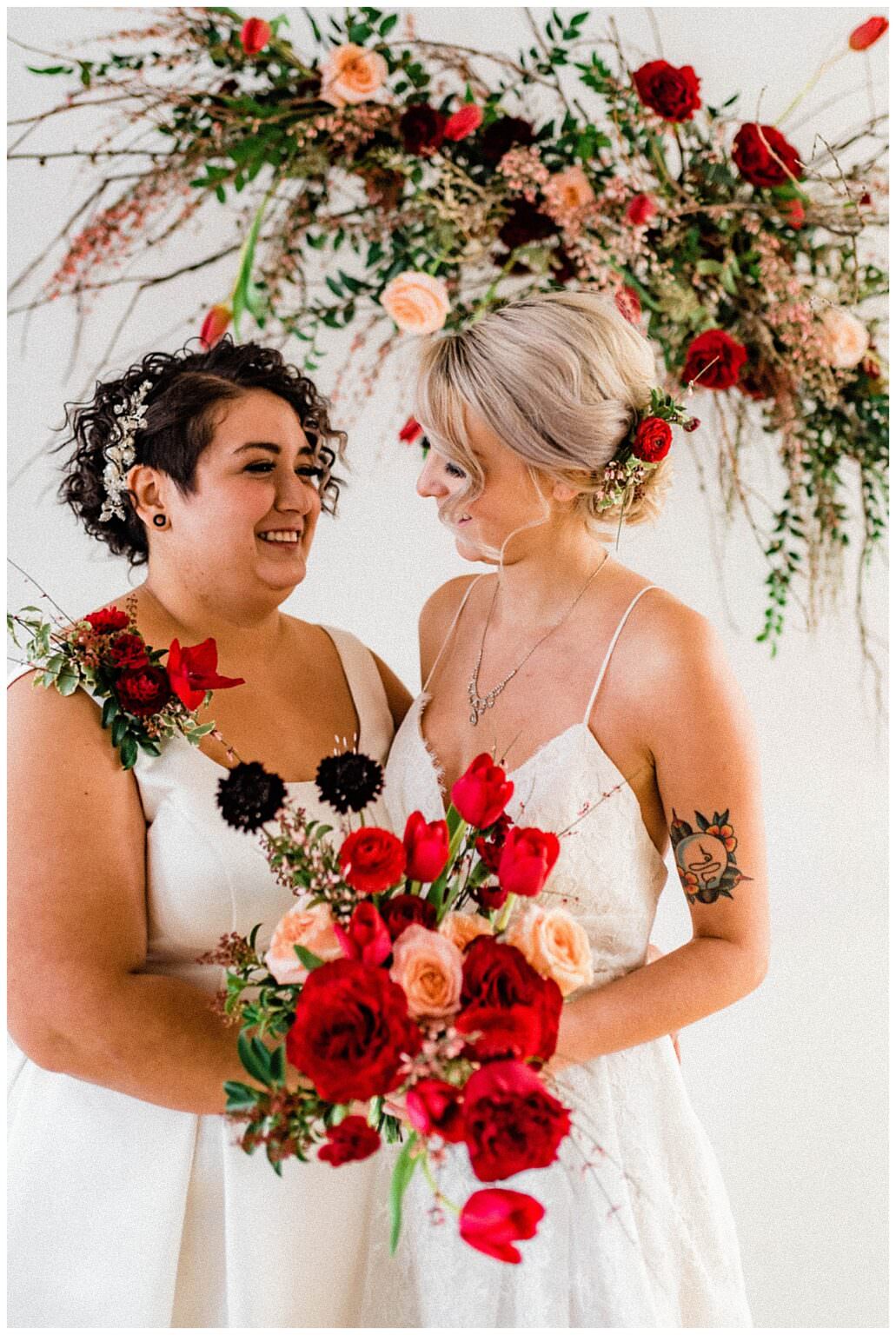 We Have Heart Eyes for This Red Wedding Inspo with Two Brides - Love ...